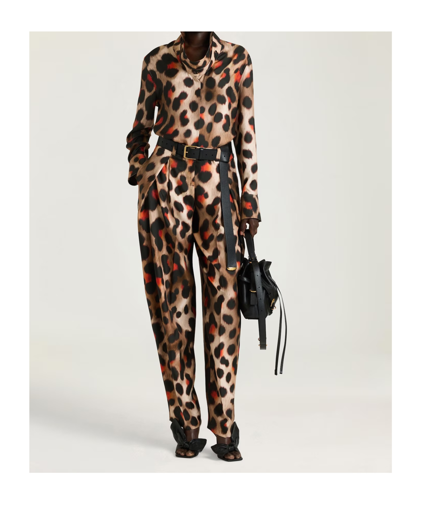 GIVENCHY Shirt in leopard print silk with deconstructed collar